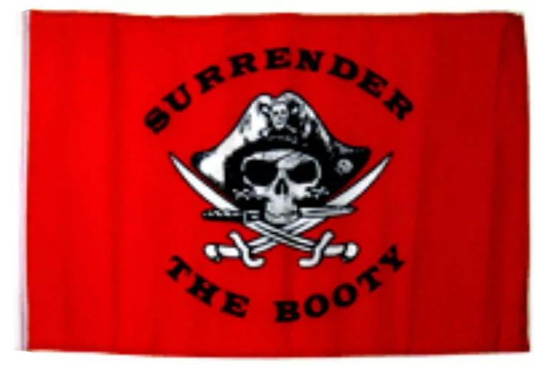 12X18 12"X18" Jolly Roger Pirate Surrender Booty Red Sleeve Flag Garden ...