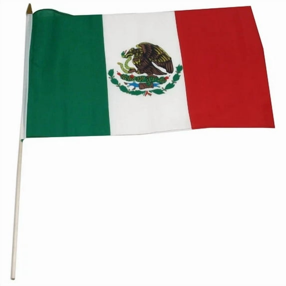 12X18 12X18 Mexico Mexican Stick Flag Wood Staff (30 Inch Staff) Wooden ...