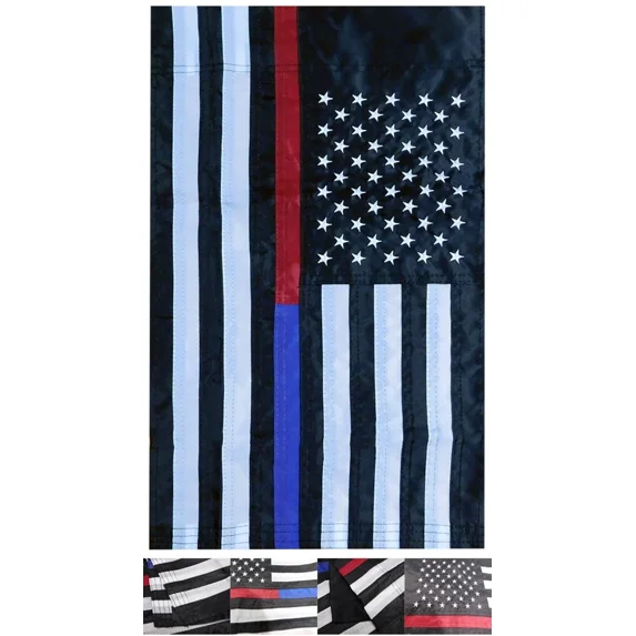 12X18 Usa Thin Red Blue Line 12"X18" 210D Nylon Embroidered Sleeve ...