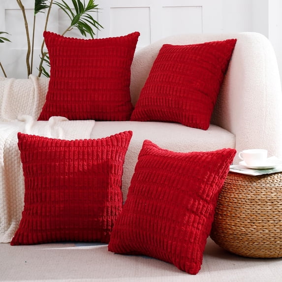 12X20 Set of 4 Wine Red Lumbar Throw Pillow Covers Corduroy Decorative ...