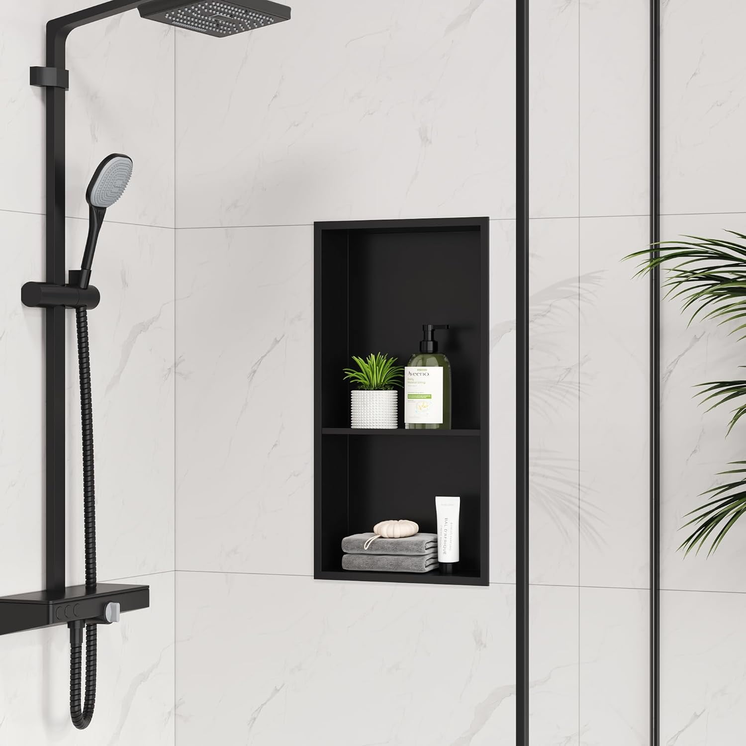 Shower Niche Gun Metal Stainless Wall Niche NO Tile Needed Recessed ...