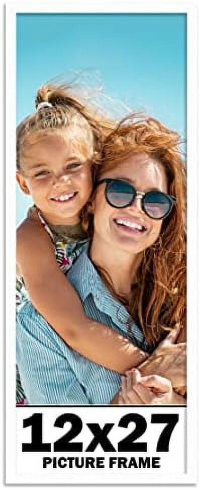 12X27 Frame White Solid Wood Picture Frame Includes UV Shatter Guard ...