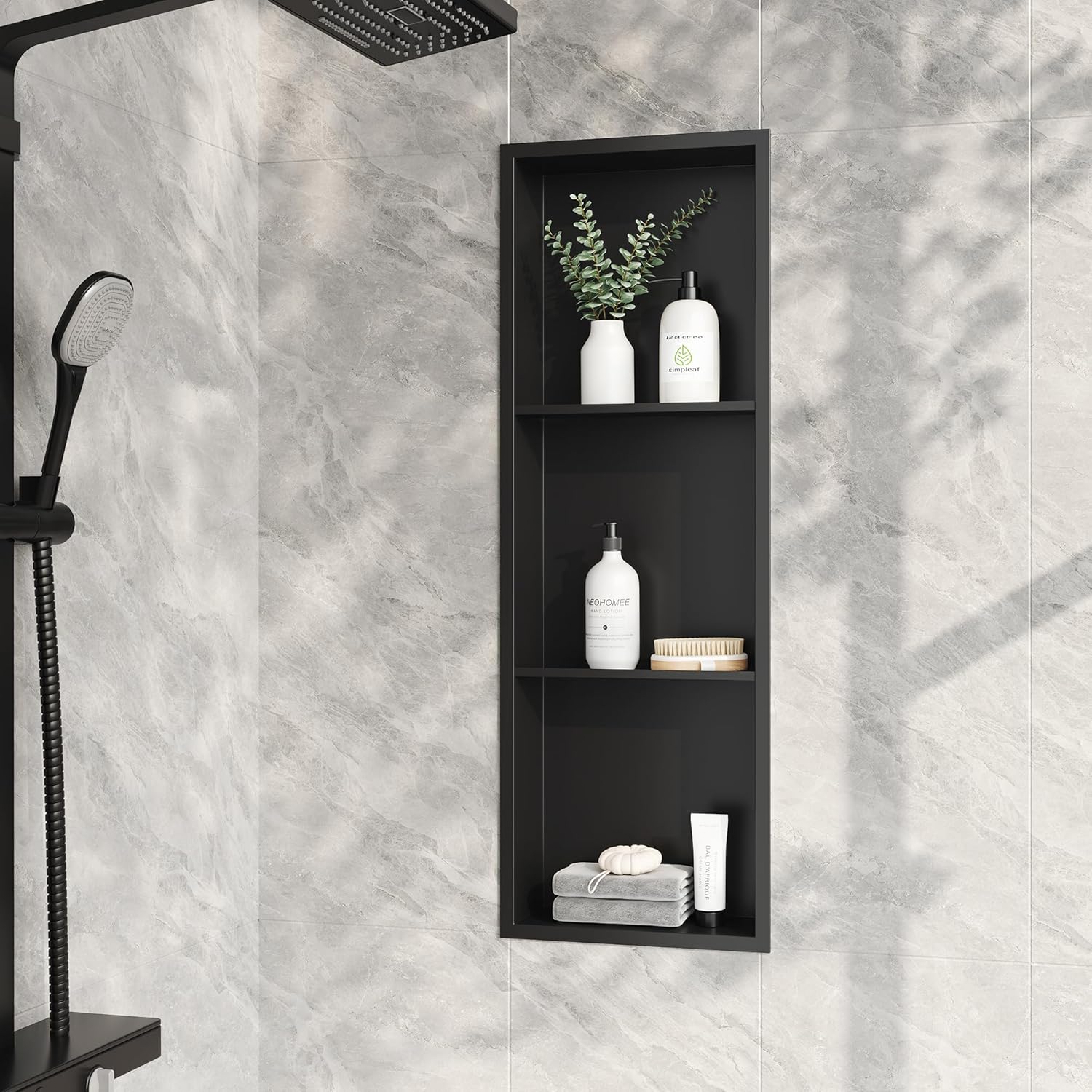 12X36 Inch Shower Niche Gun Metal 3-Tier Stainless Wall Niche NO Tile ...