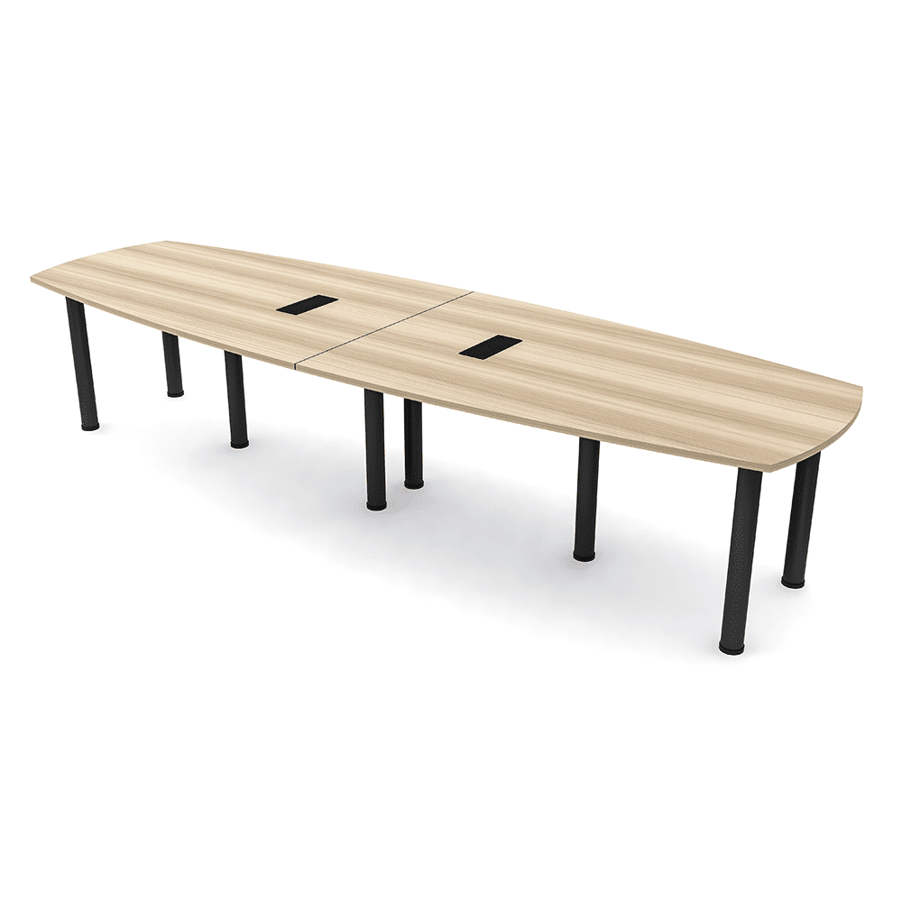 12X4 Arc Boat Conference Room Table with Power Modules And Post Legs ...