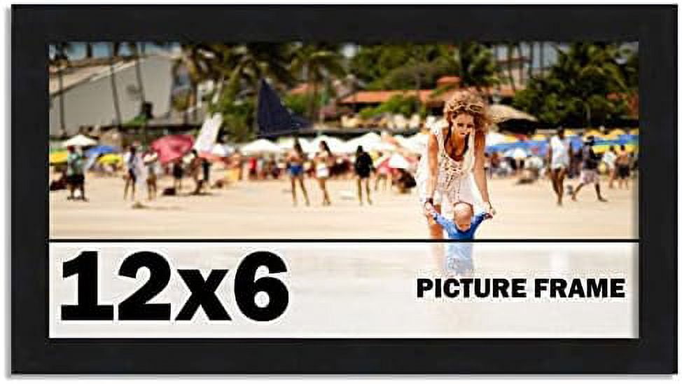 12X6 Frame Black Picture Frame - Complete Modern Photo Frame Includes UV Shatter Guard Front ...