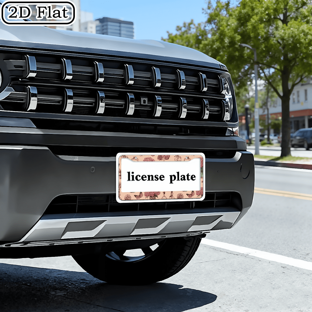 12X6 Inch Aluminum, Light Pink Floral Vase Can Art License Plate Frame ...