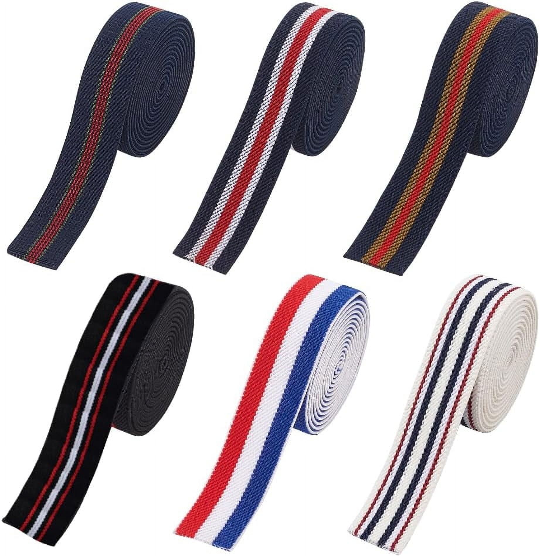 12Yards 6 Colors Color Polyester Flat Elastic Band Stripe Cords for ...