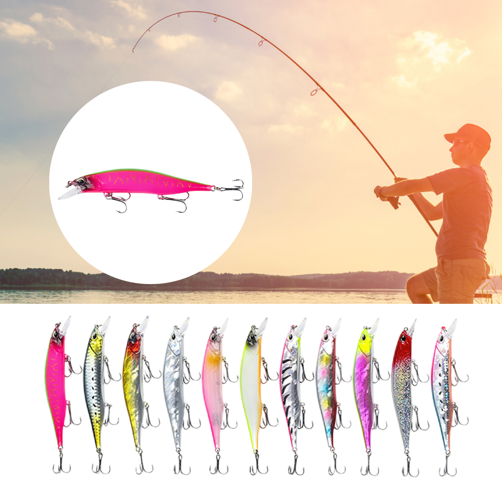 12cm/15g Fishing Lure Sharp Hooks Realistic Professional Anti-corrosion ...
