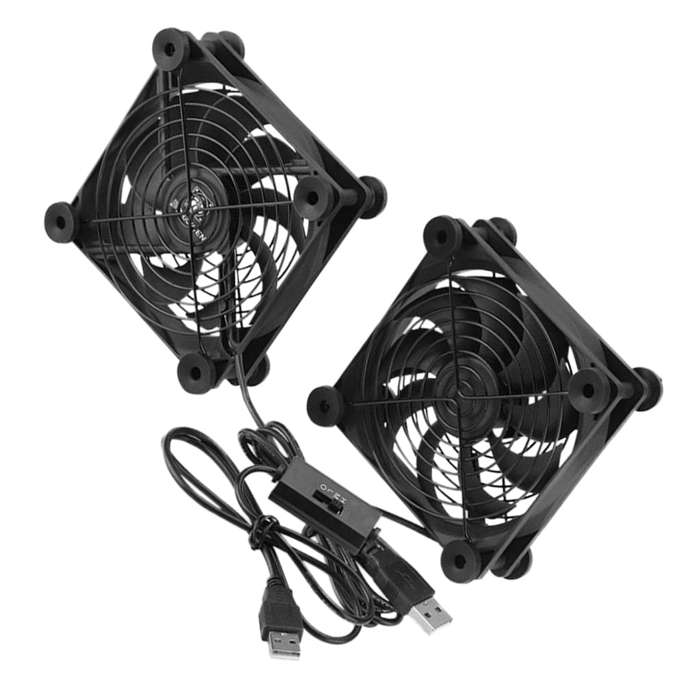 12cm 5V USB Cooling Fan Mute Router Radiator Fan Radiator Cooler (2 Fan ...