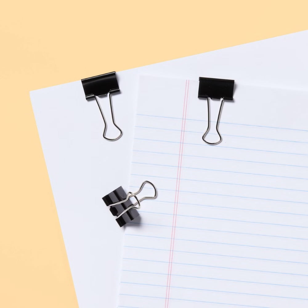 12ct Medium Steel Binder Clips, 1.87 Inch Height, Black and Silver ...