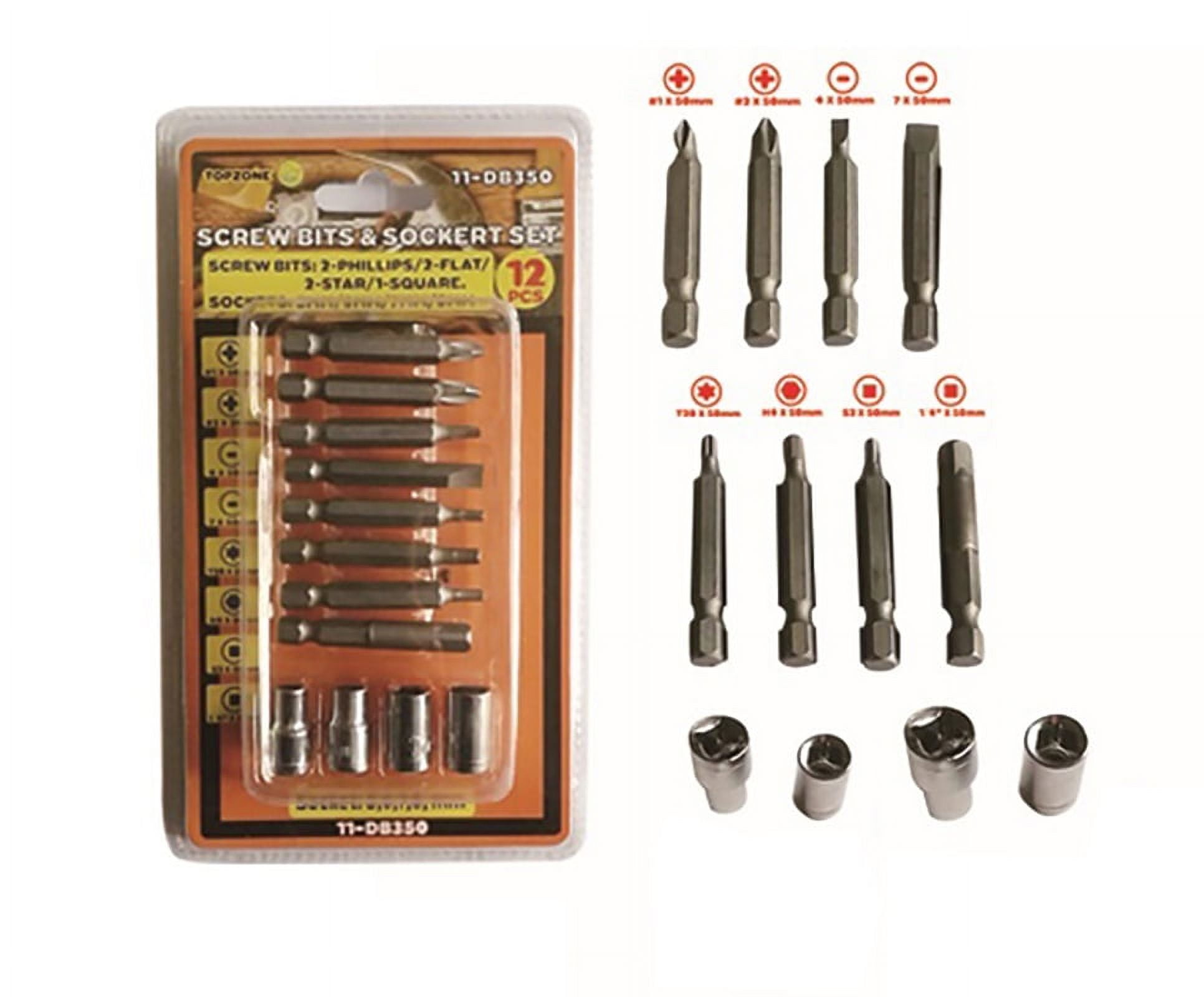 12ct/pack 8 Assoted Screw Bits & 4 Sockert Set - Walmart.com