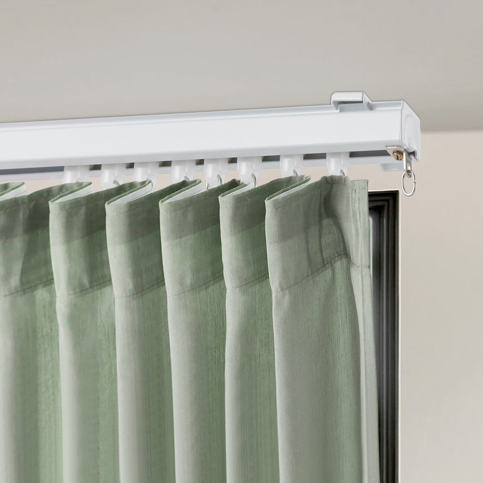 12ft-18ft Adjustable Ceiling Curtain Hanging Track System Wall Mounted ...