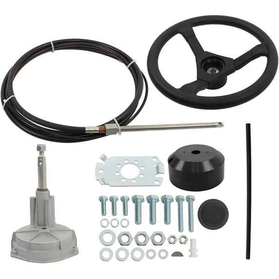 12ft Boat Steering System Kit with 13.5 Inch Steering Wheel Replacement ...