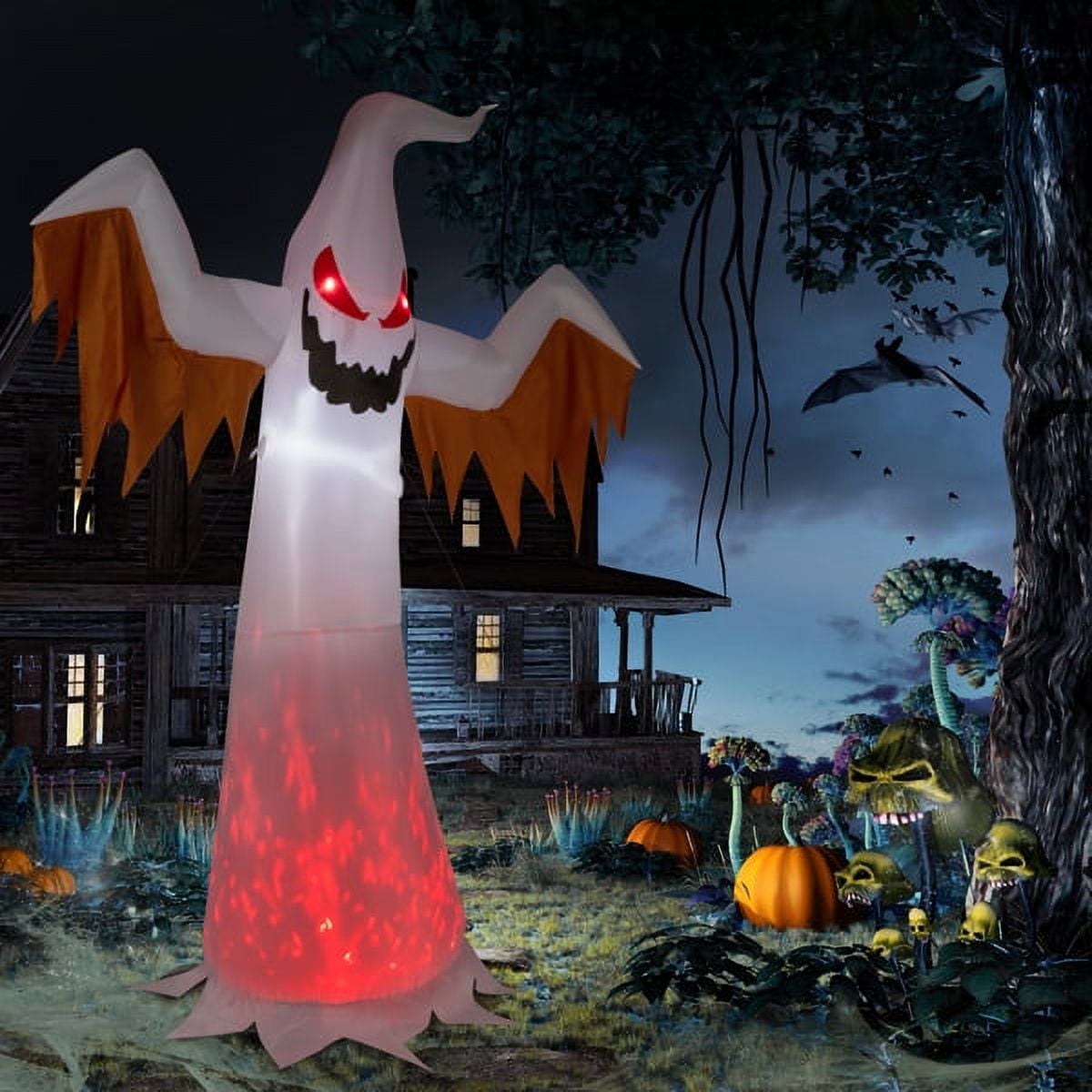 12ft Giant Inflatable Halloween Ghost Decoration, 4pcs LED Lights ...