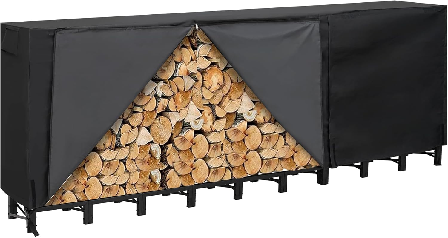 12ft Outdoor Firwood Rack, Adjustable Firewood Storage Rack, Heavy Duty ...