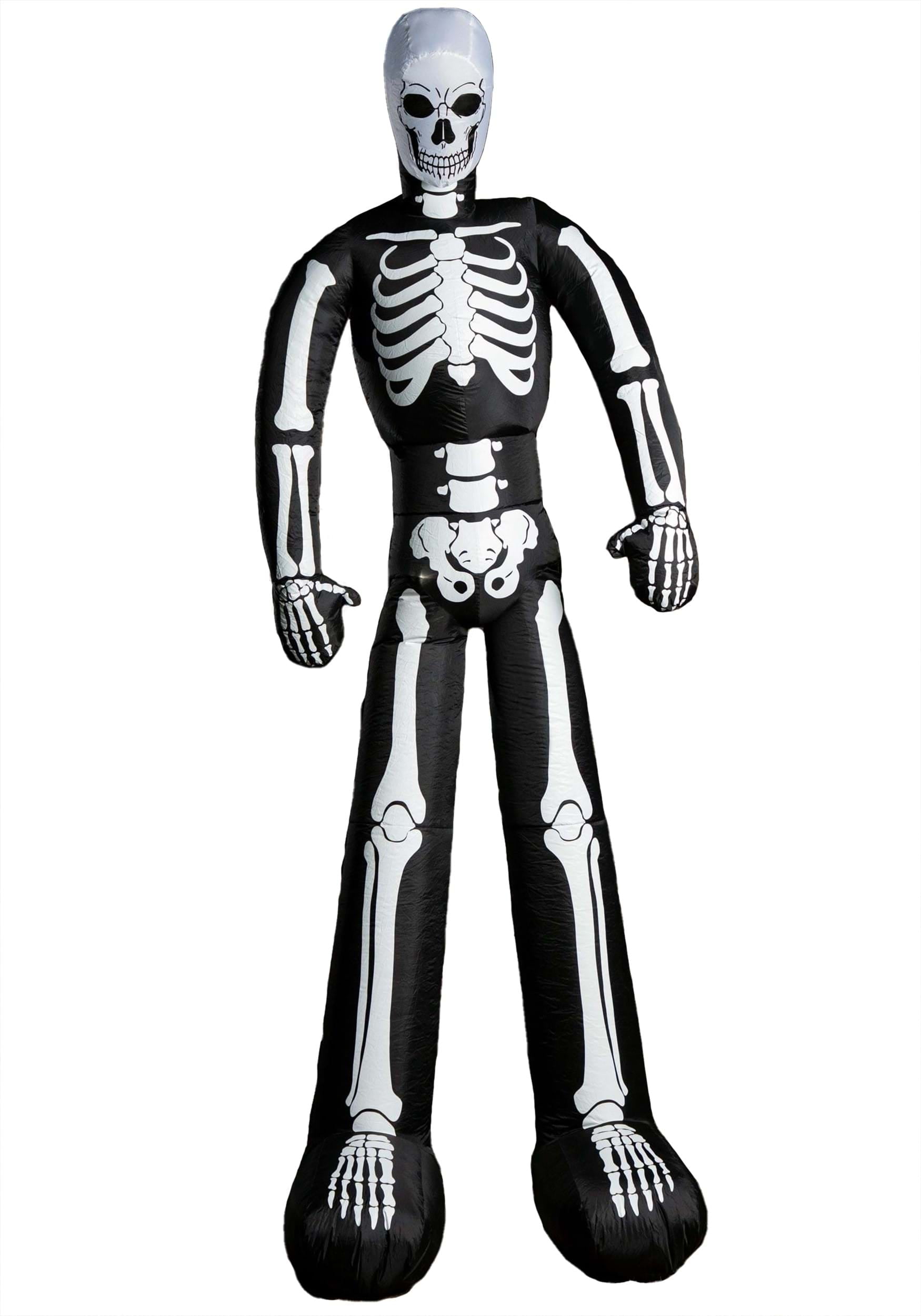 12ft Inflatable Skeleton Outdoor & Indoor Decoration, Black Bone Front ...