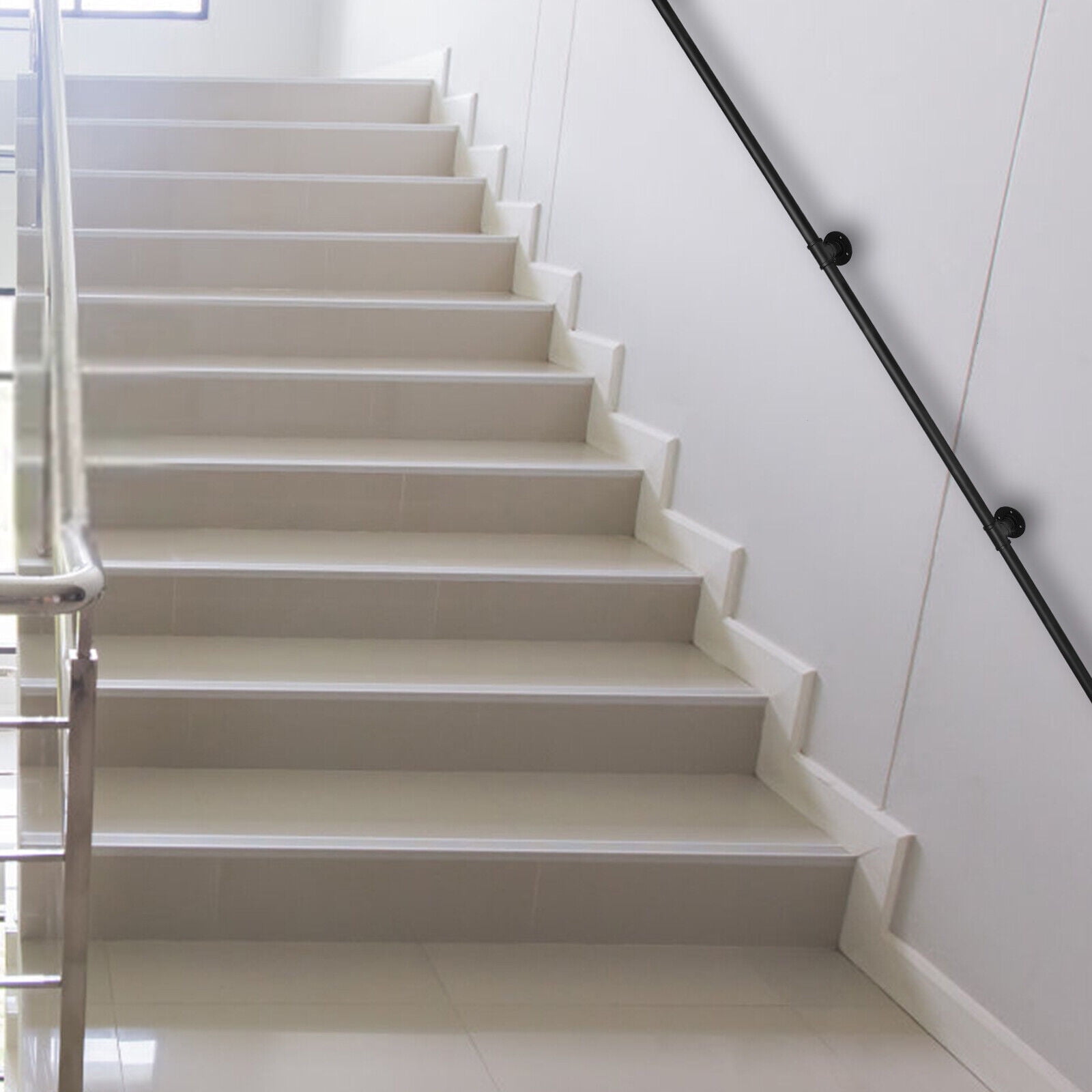 12ft Wall-mounted Pipe Stair Handrail Staircase Handrail Iron Pipe for ...