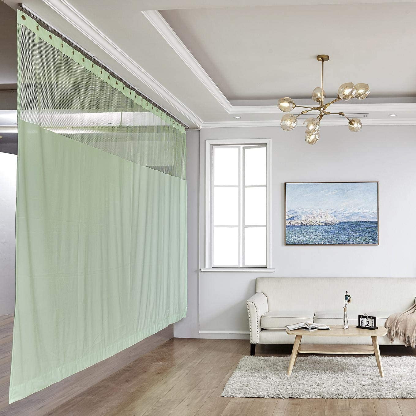 12ft Wide x 8ft Tall Room Divider Privacy Cubicle Curtain with Grommet ...