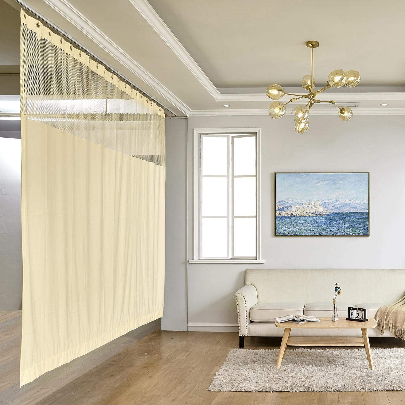 12ft Wide x 8ft Tall Room Divider Privacy Cubicle Curtain with Grommet ...