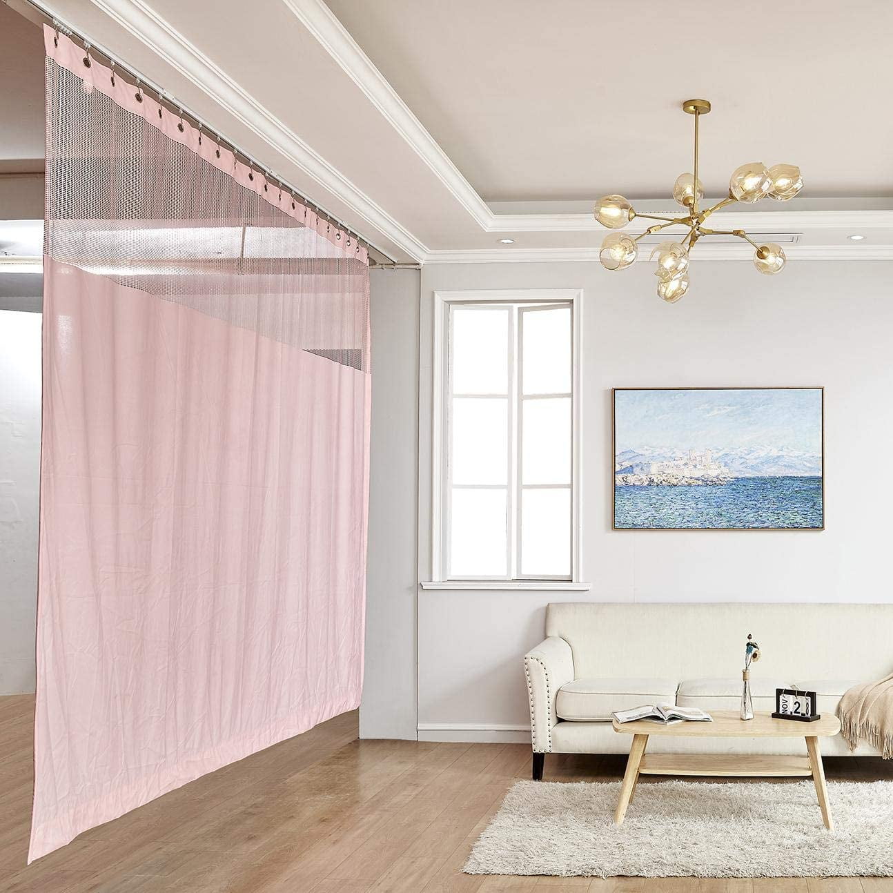 12ft Wide x 8ft Tall Room Divider Privacy Cubicle Curtain with Grommet ...