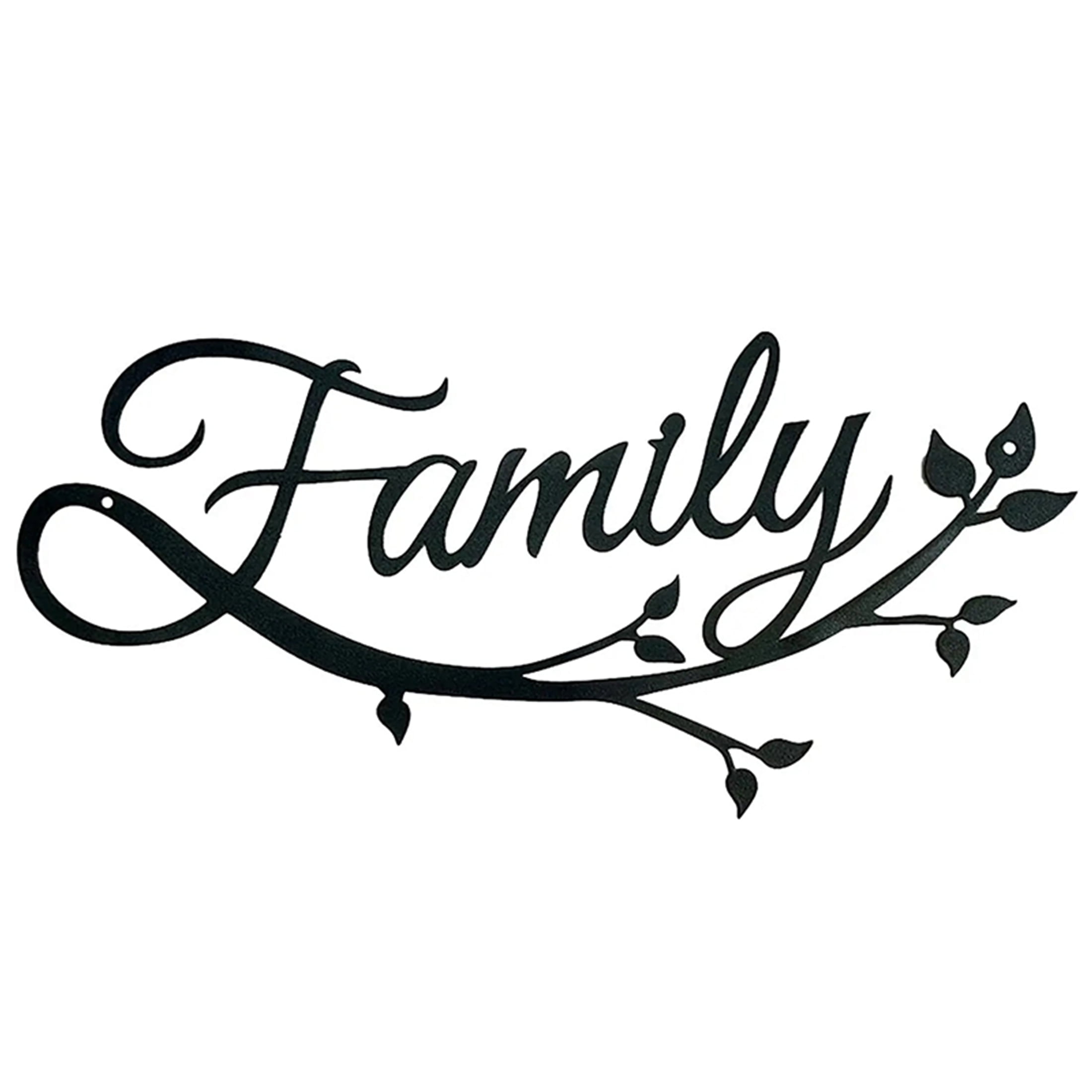 12in/18in Family Cursive Word Metal Iron Wall Decor (Black) Bedroom ...