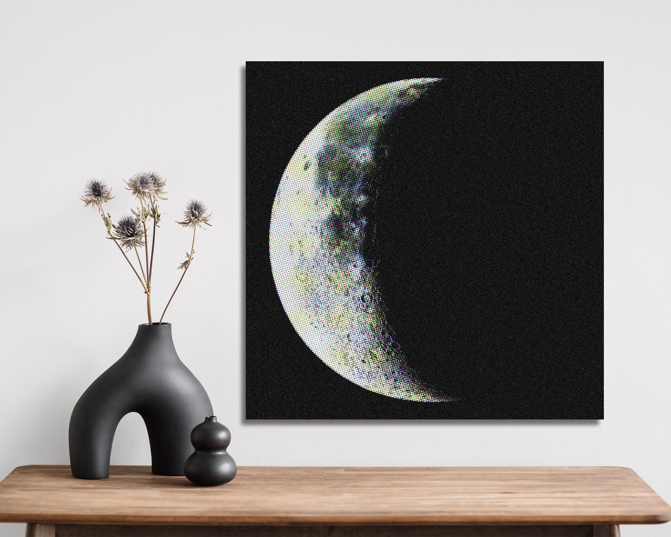 12in Crescent Moon Canvas Wall Art, Moon Wall Decor, Crescent Moon ...