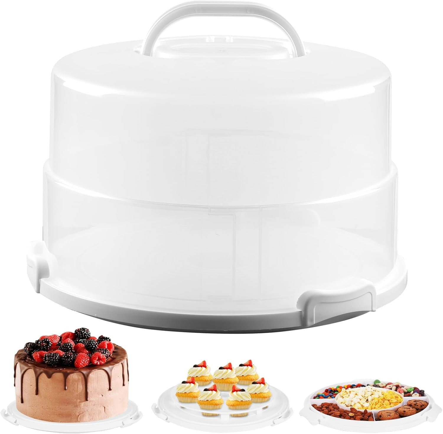 12in Extra Large Cake Carrier with Lid and Handle, Holds up to 12 ...