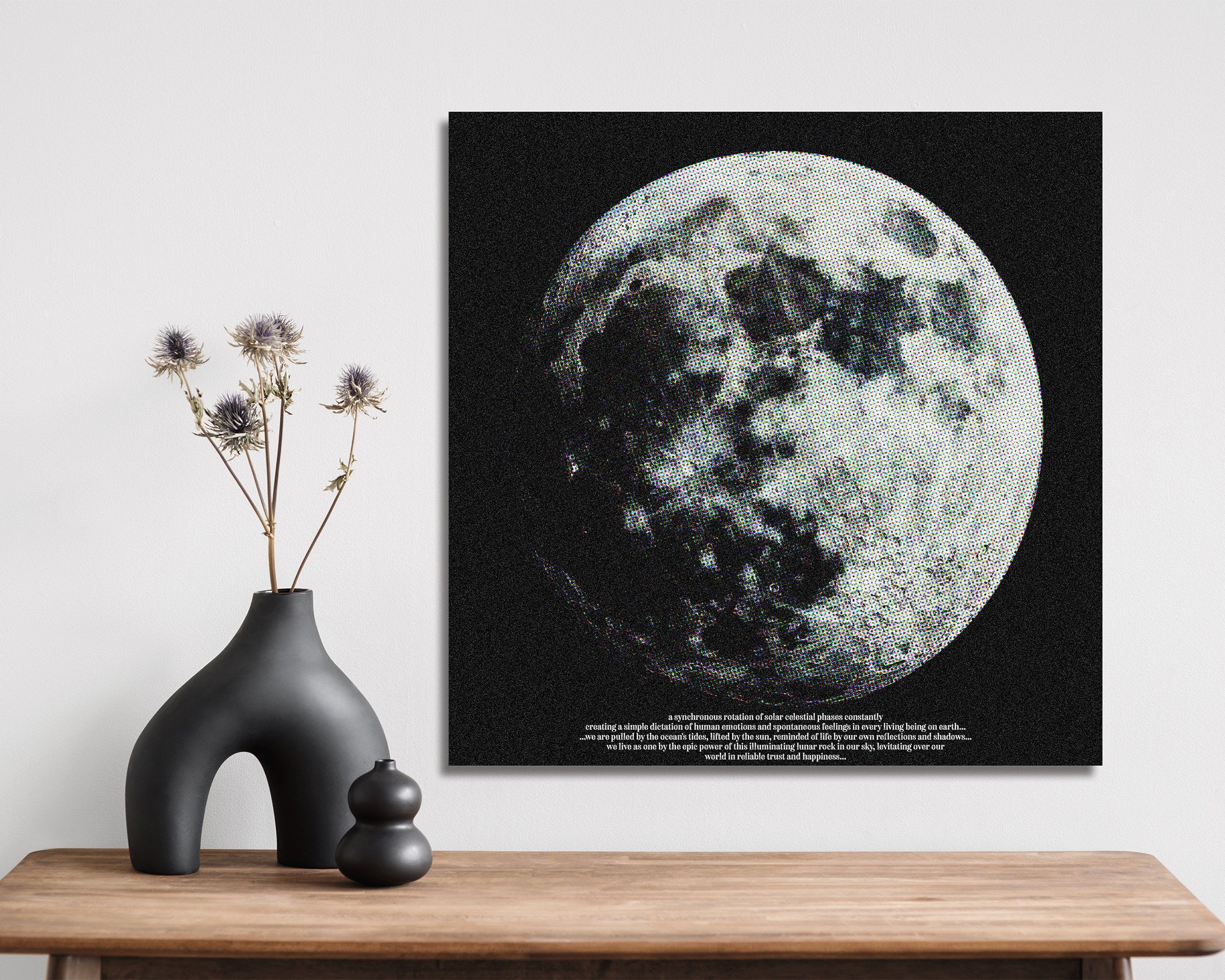 12in Full Moon Canvas Wall Art, Moon Wall Decor, Full Moon Canvas ...