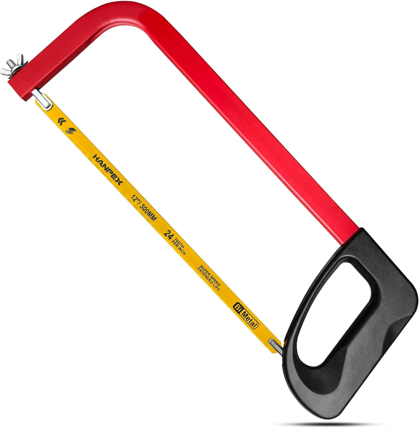 12in. High-Tension Hacksaw Frame with 24 TPI Bi-metal Blade, Hand Saw ...