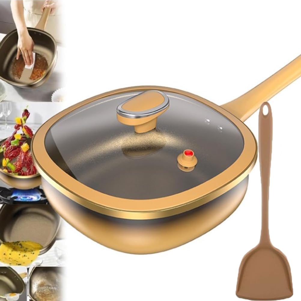 12in Titanium Alloy Non-Stick Pot with Lid, Deep Wok Pan with Ceramic ...