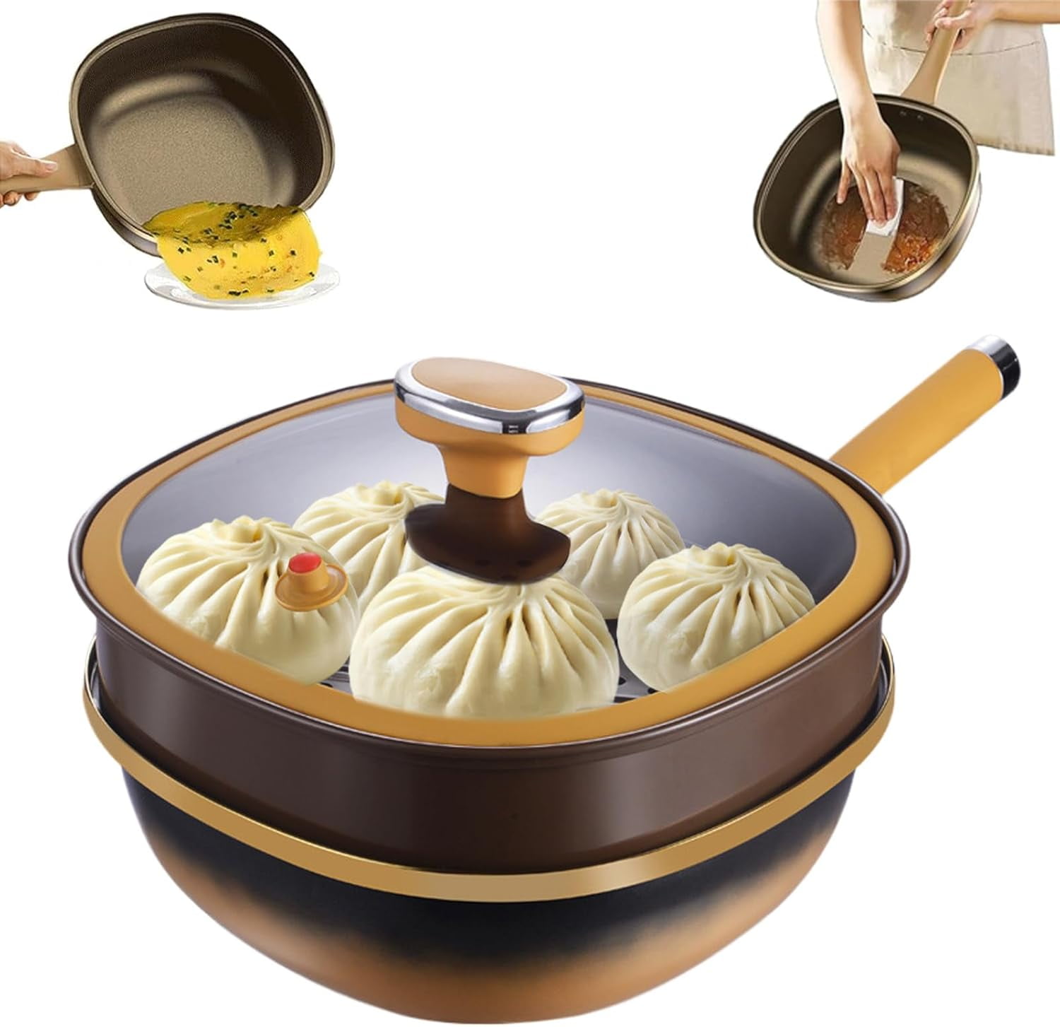12in Titanium Alloy Non-Stick Pot with Lid, Titanium Wok Pan for ...
