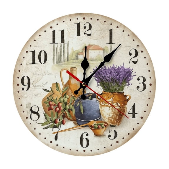 12in Tuscan Lavender Olive Vintage Wall Clock, Italian Countryside ...