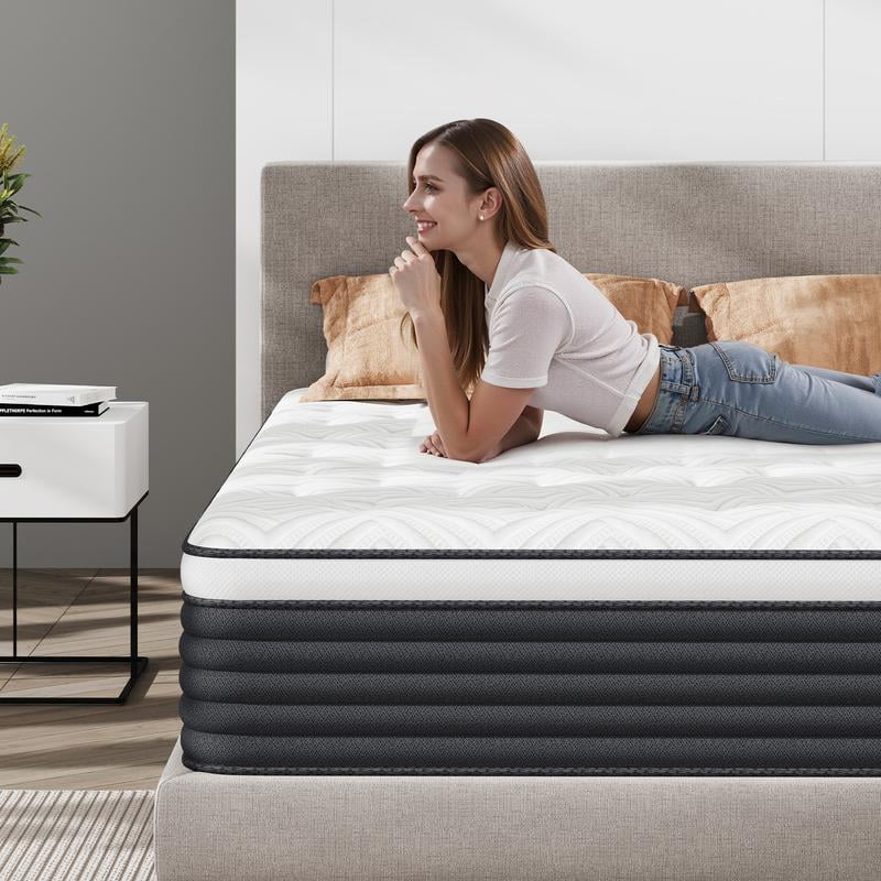 12in Twin/Full/Queen/King Hybrid Mattress Gel Memory Foam Upgrade with ...