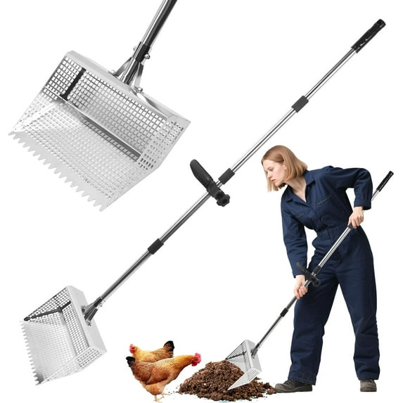 12in Wide chicken poop scooper and rake，Aluminum Poop Scoop Shovel for ...