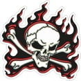 12in x 11in Red Flame Skull Bumper Sticker Car Vinyl Truck Window Decal ...