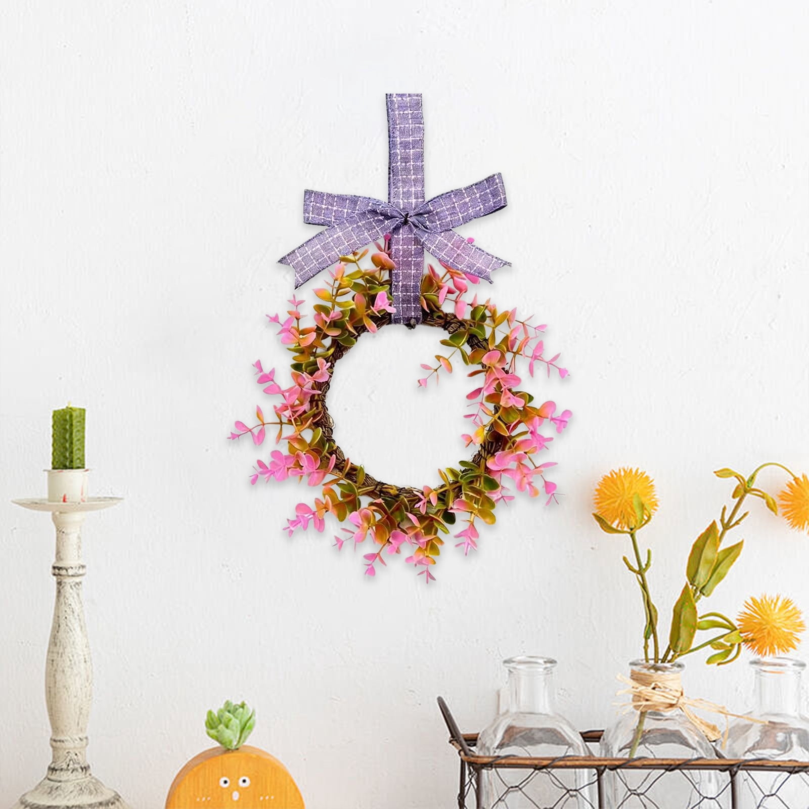 12inch Artificial Spring & Winter Door Wreath - Realistic Greenery ...