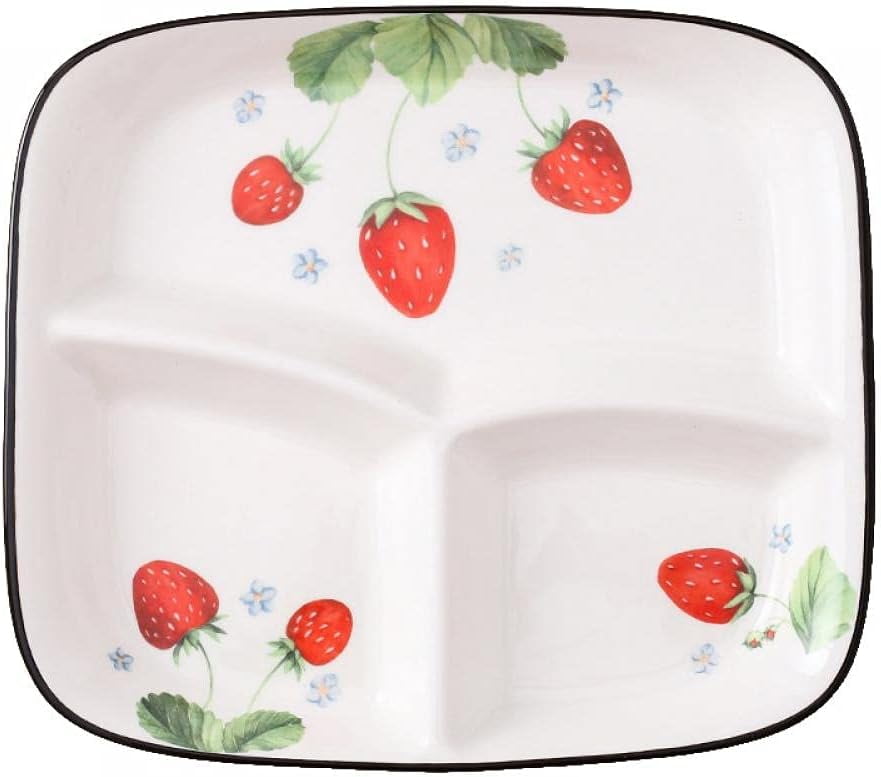 12inch Ceramic Strawberry Divided Plate Dinner Plate Luncheon Plate ...
