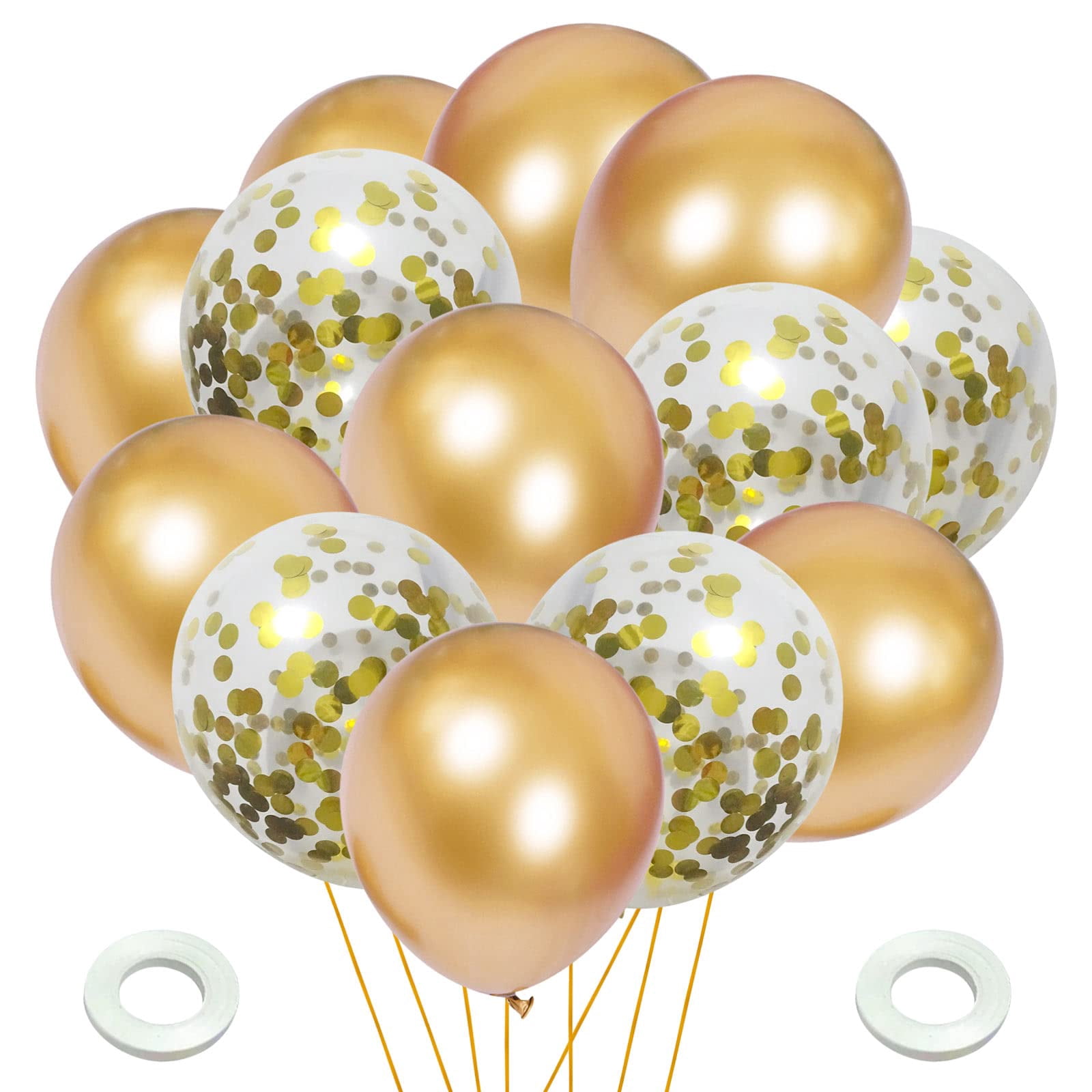 12inch Gold Confetti Transparent SSF20 Balloon and Gold Metallic ...