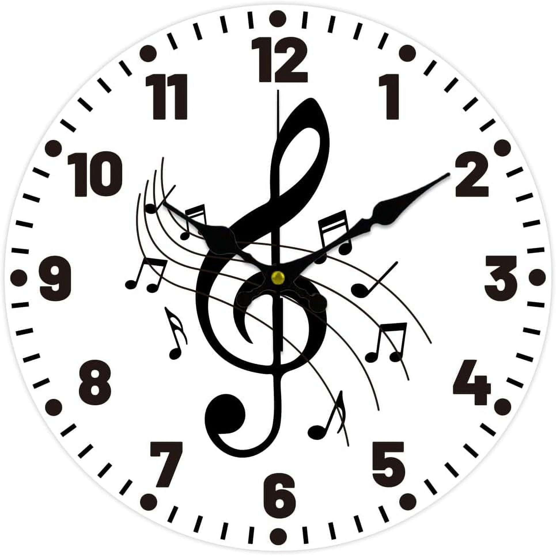 12inch Music Notes Sheet Music Wall Clock Battery Operated Silent Non ...
