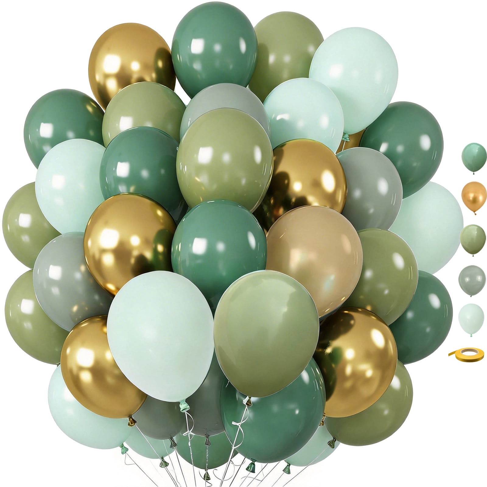 12inch Pastel Sage Gold Party Balloons Set, Sage Green and Gold ...