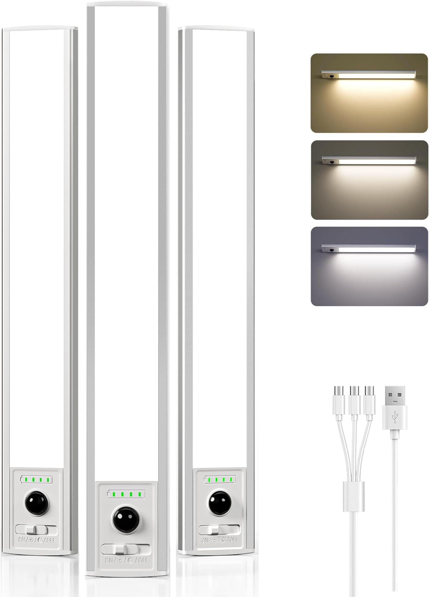 12inch Under Cabinet Lighting with , 2500mAh Motion Sensor Light Indoor ...