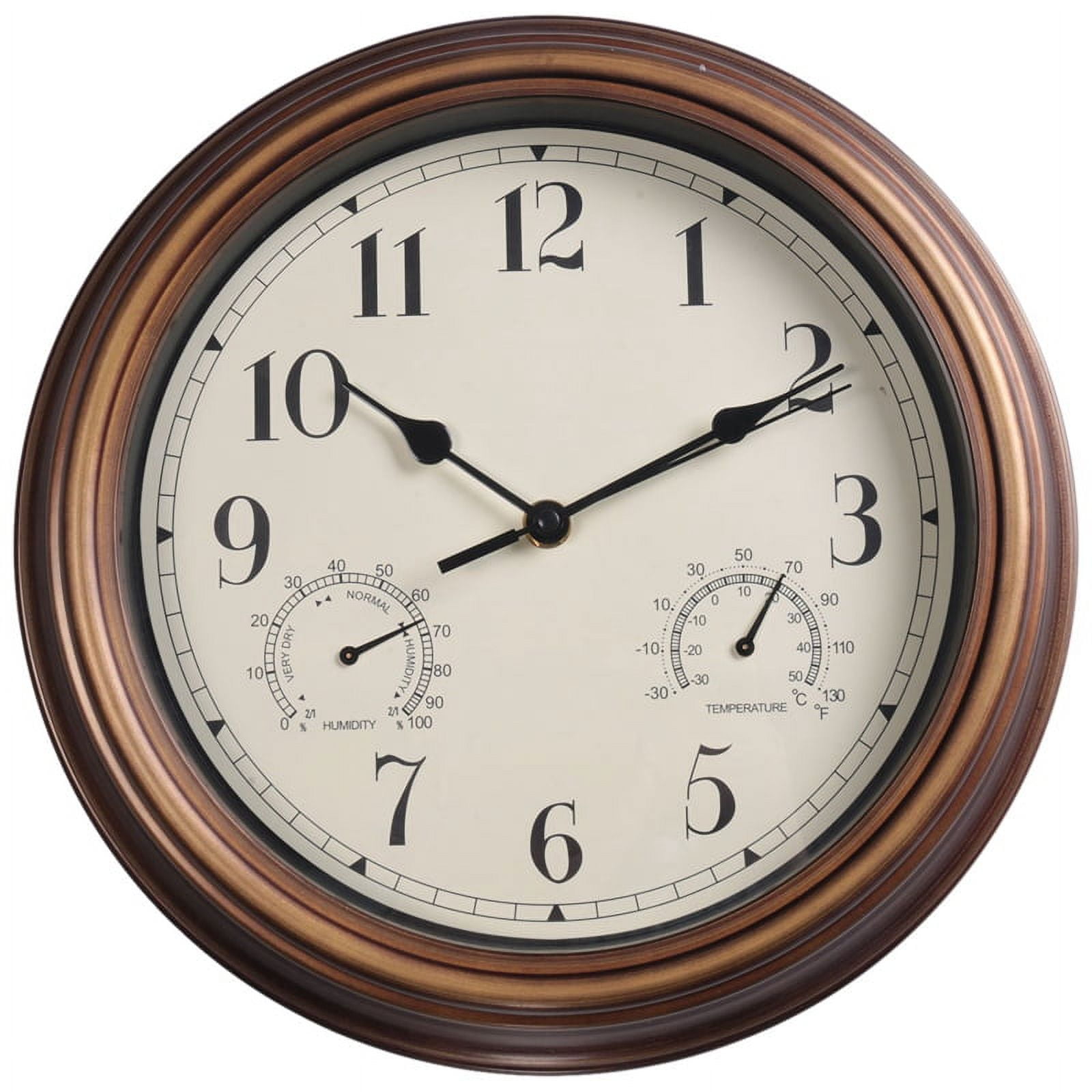 12inch Wall Clock,Retro Waterproof Clock with Displays Thermometer ...