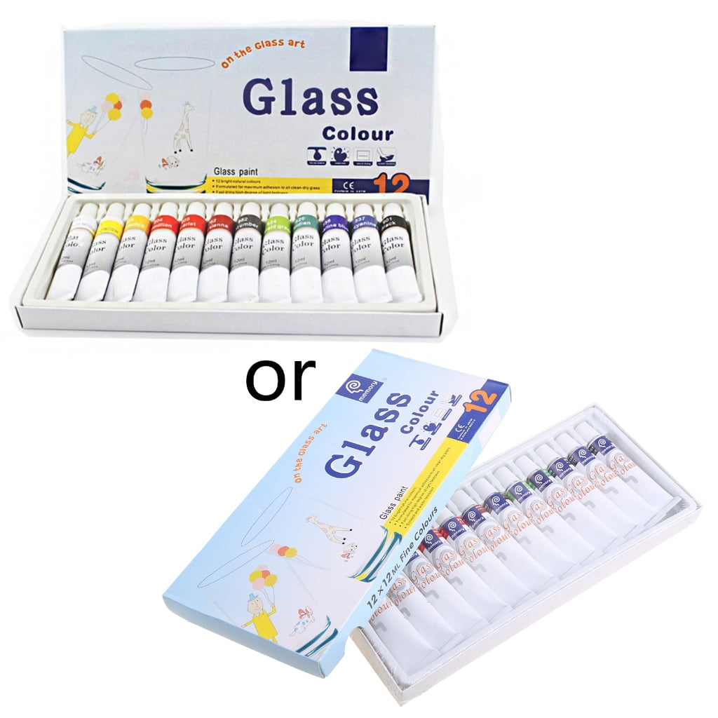 12ml 12 Color Glass Paint Acrylic Hand Painted Pigments Drawing Tubes ...