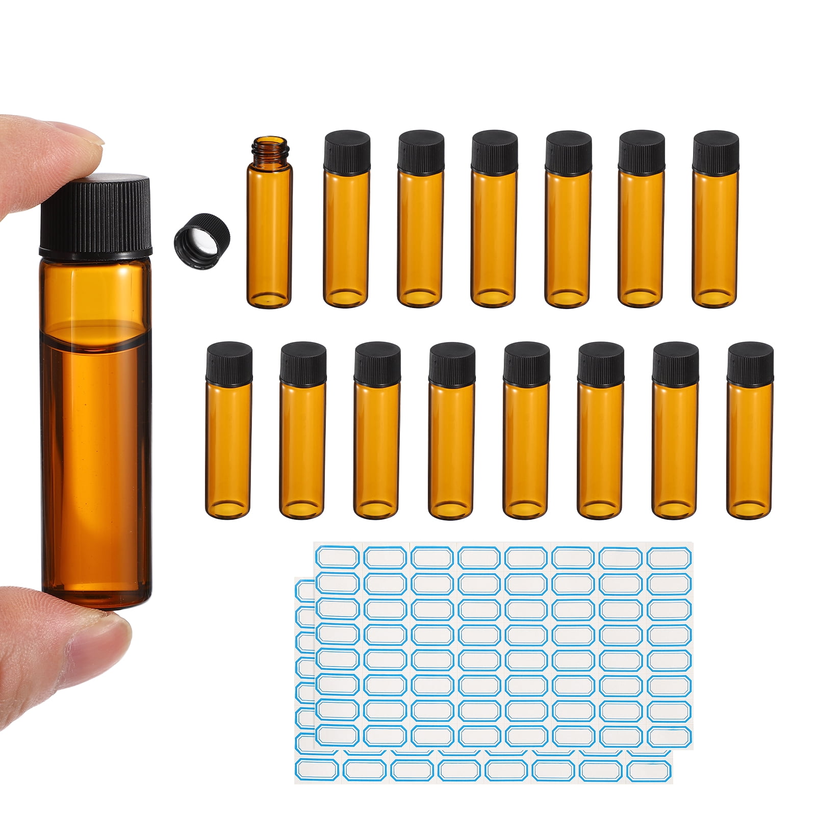 12ml Amber Glass Vials, 15 Pack Sample Vials with Screw Cap Reagent ...