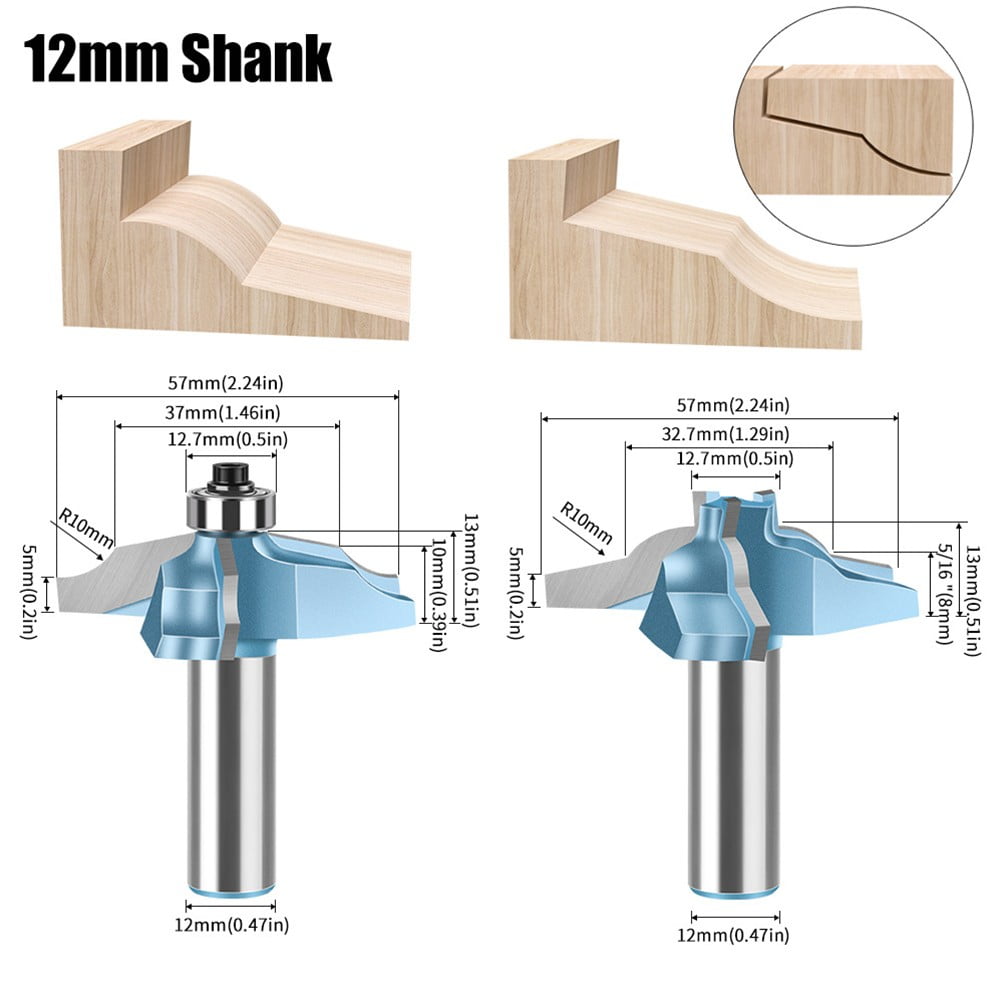 12mm 12.7mm Three-edge Tibetan-style sub-blade line router bit set ...