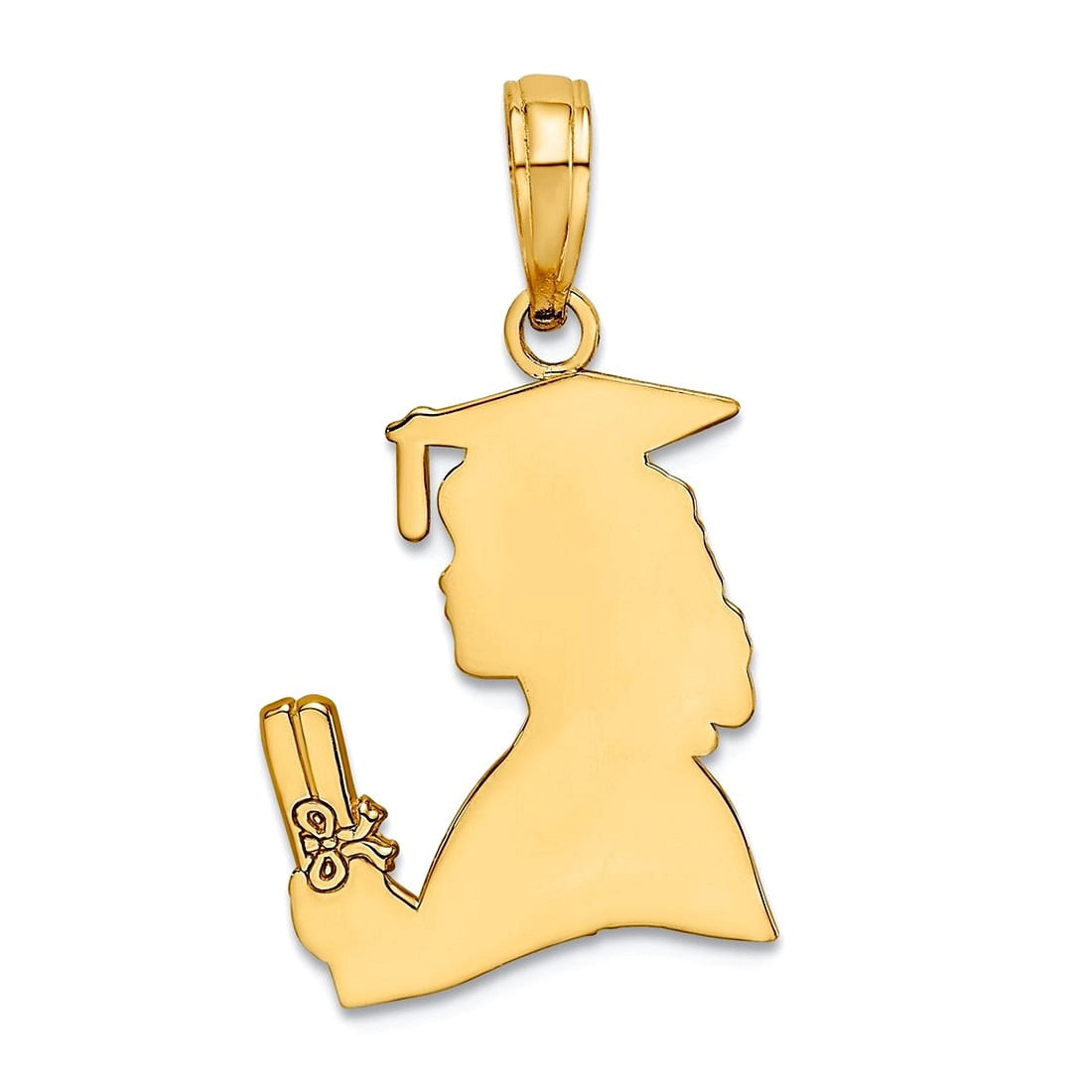 12mm 14k Gold Female Graduation Profile With Diploma High Polish Charm ...