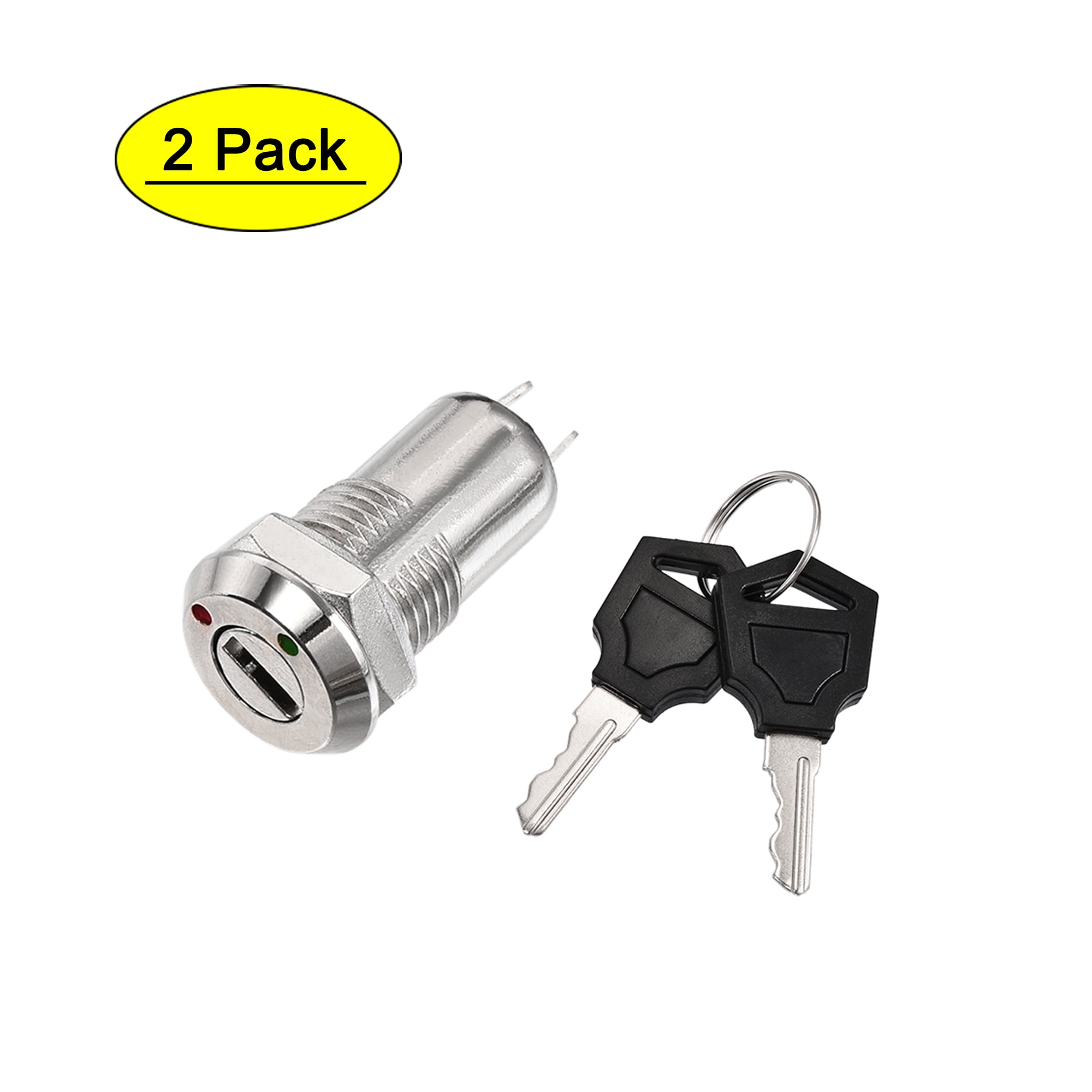 12mm 2 Positions Key Locking Push Button Switch With 2 Keys NO-OFF ...