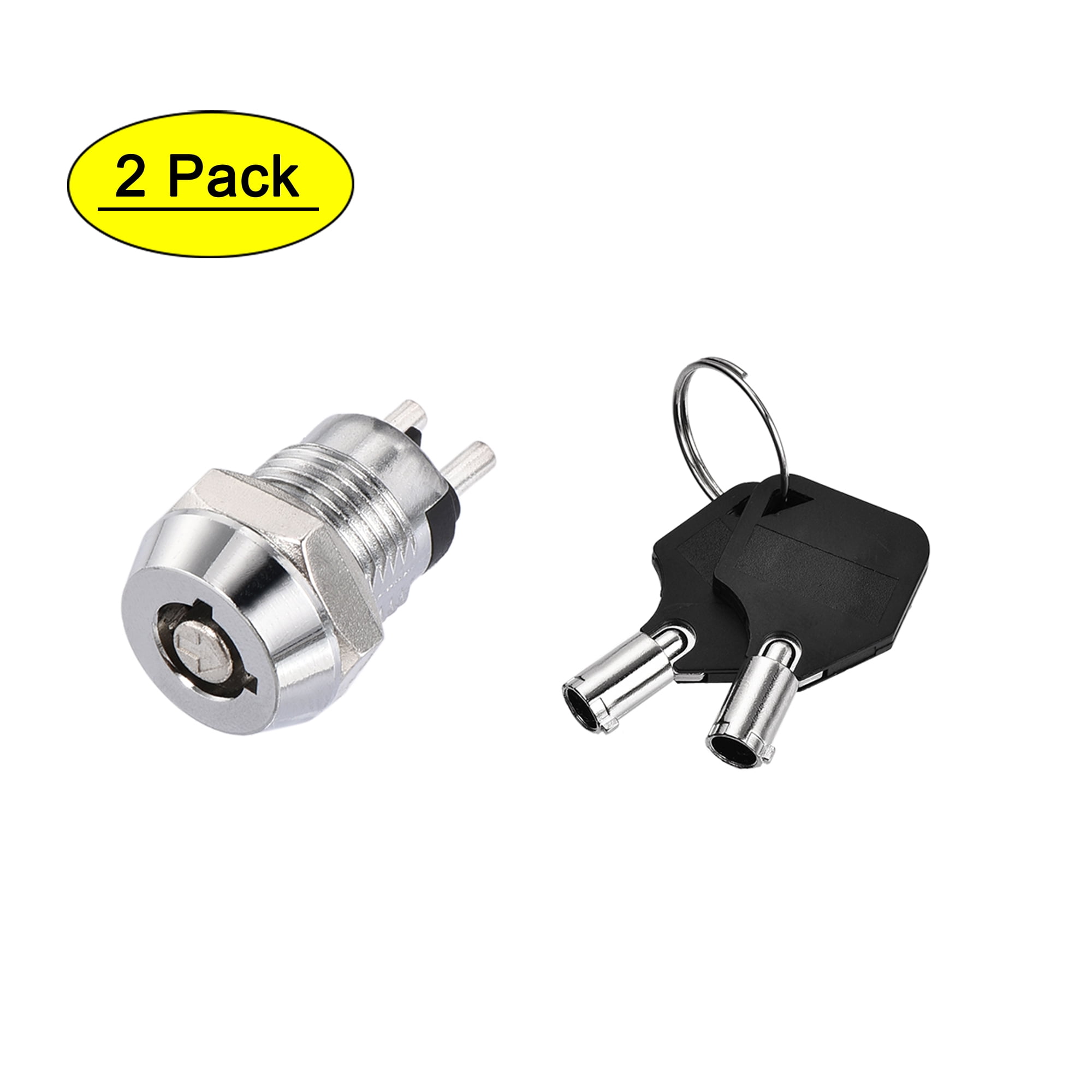 12mm 2 Positions Key Locking Push Button Switch With 2 Keys NO-OFF ...
