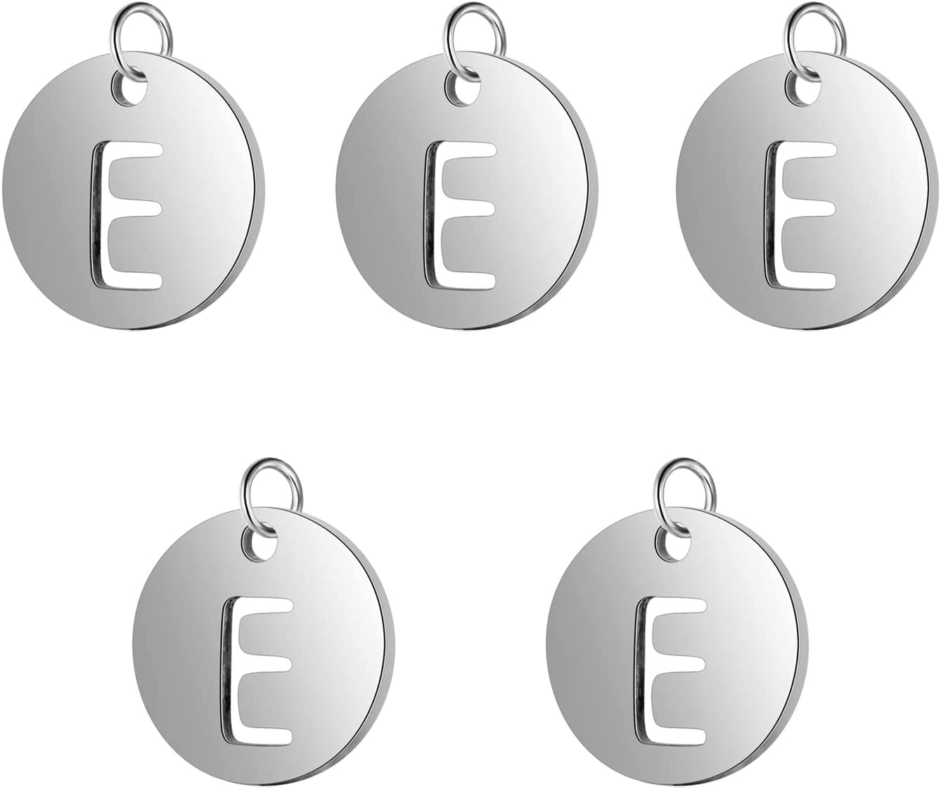 12mm 5Pcs Letter E Charms Double Sided Pendant 304 Stainless Steel ...