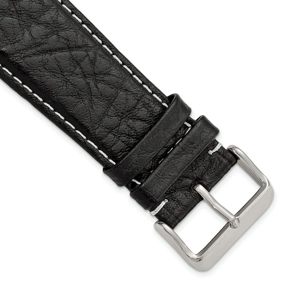12mm Black Sport Leather with White Stitching and Silver-tone Buckle 6. ...
